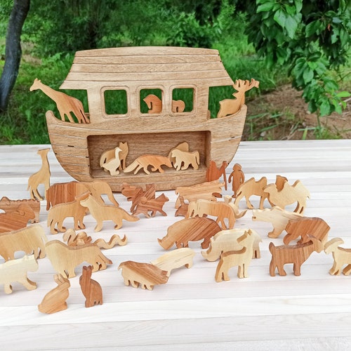 Noahs Ark Play Set Noah's Ark With 40 Animals Biblical | Etsy
