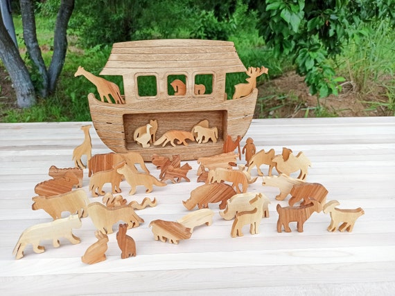 Noahs Ark Play Set Noah's Ark With 40 Animals Biblical | Etsy