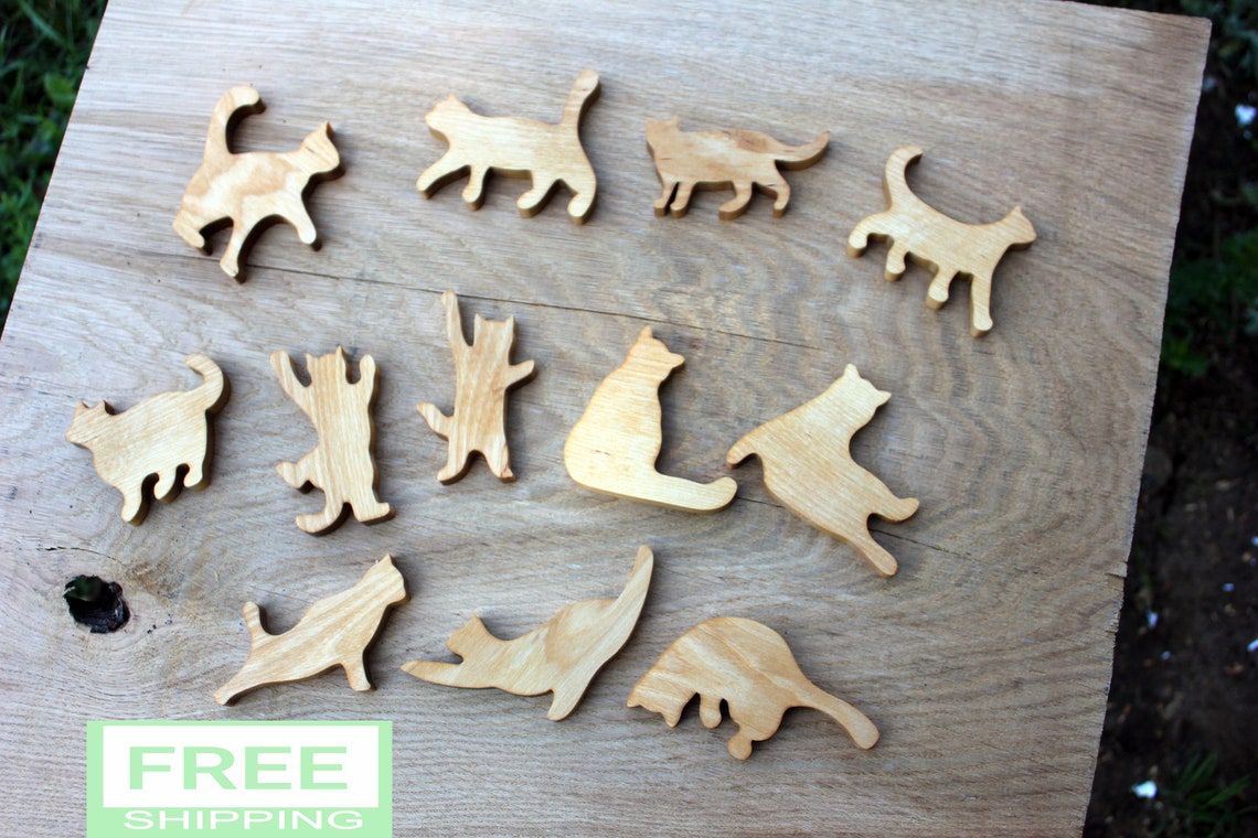 Wooden Cat Stack Wooden Cat Pile Game 12 Pieces in a Set | Etsy