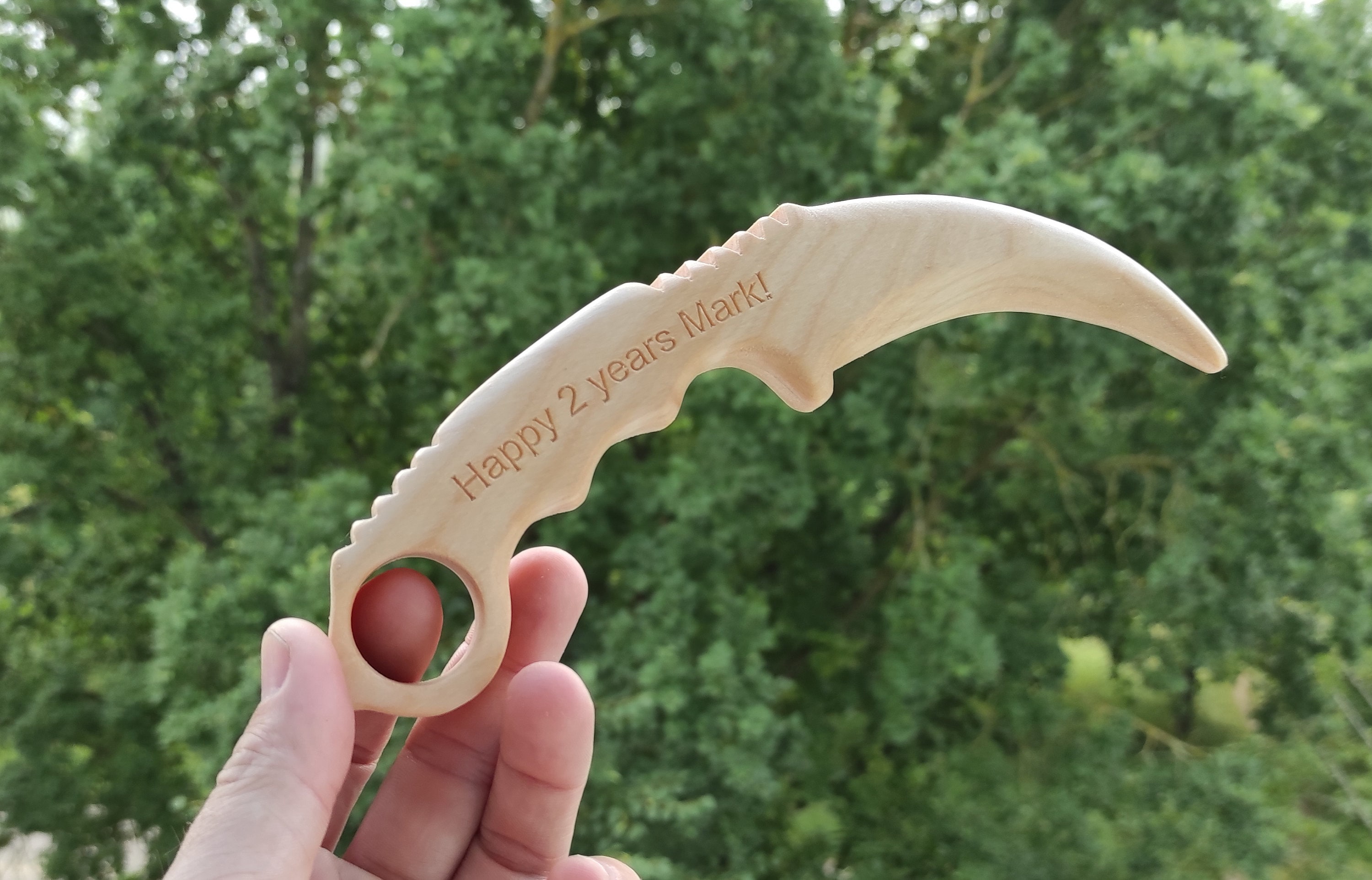 Natural color kerambit wich personalization Wooden karambit | Etsy