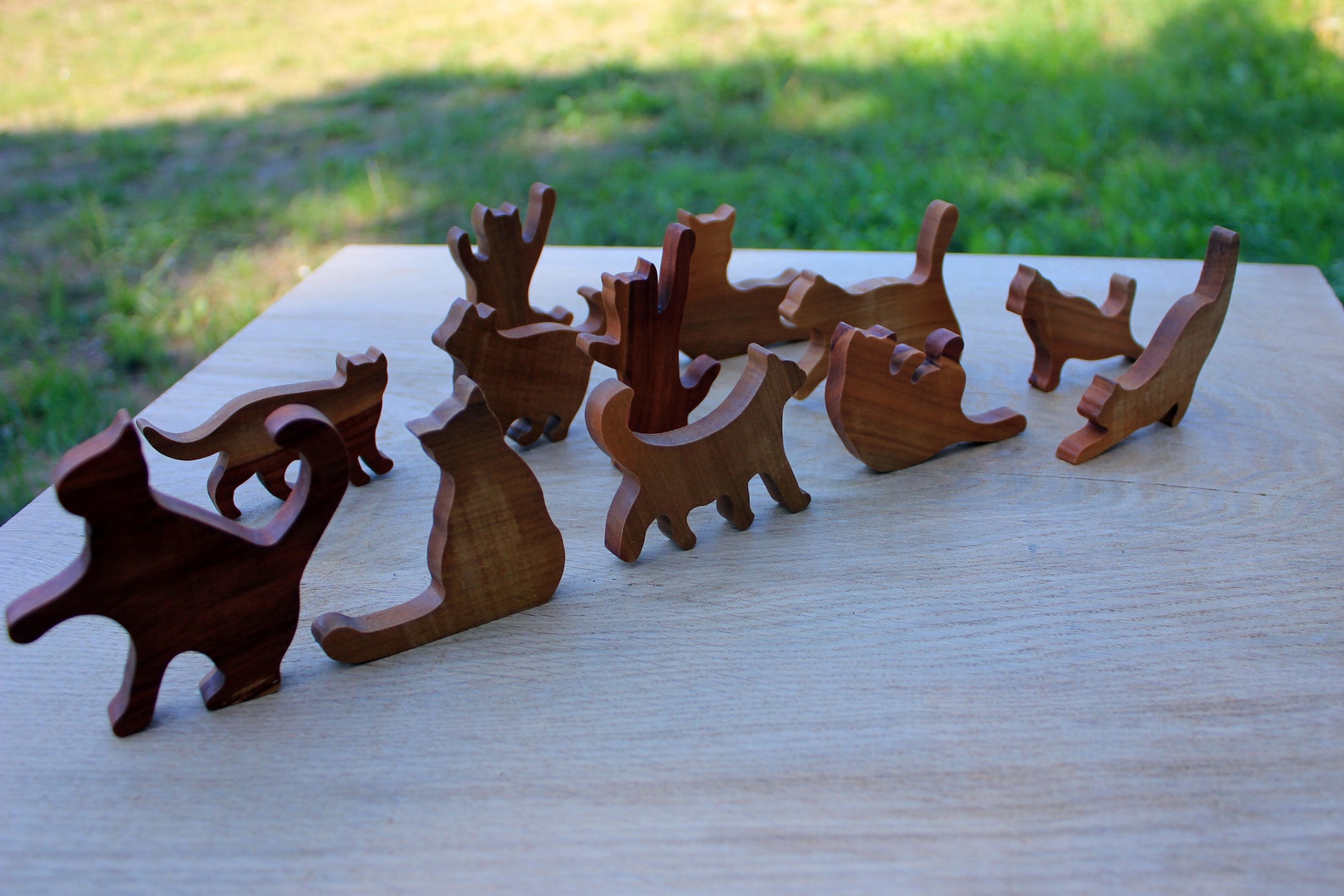 Wooden Cat Stack Wooden Cat Pile Game 12 Pieces in a Set | Etsy