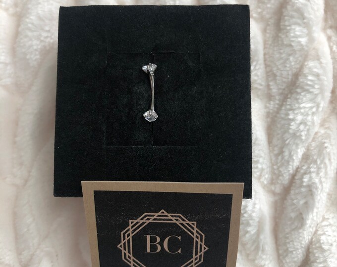 CUSTOM Minimalist Belly Button Ring, Clear Gem Belly Ring, Crystal ...