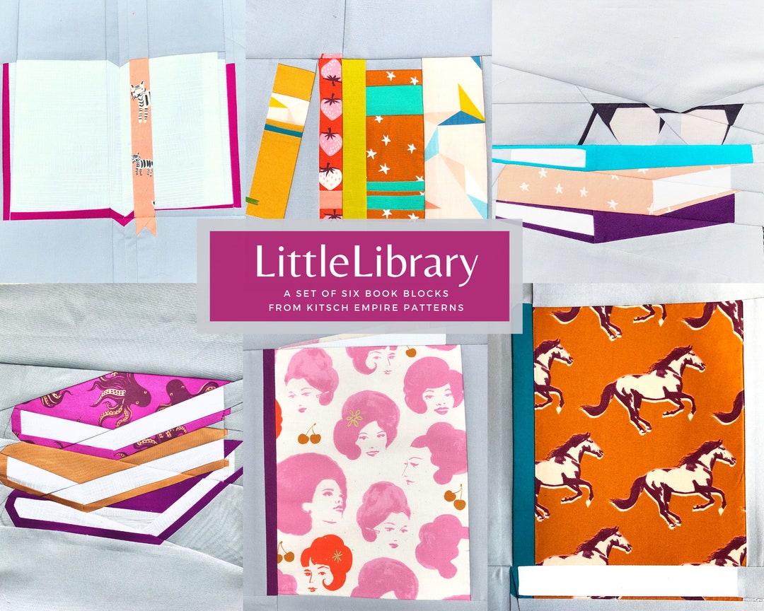 Little Library Set of Six Paper Pieced Book Quilt Pattern Blocks - Etsy