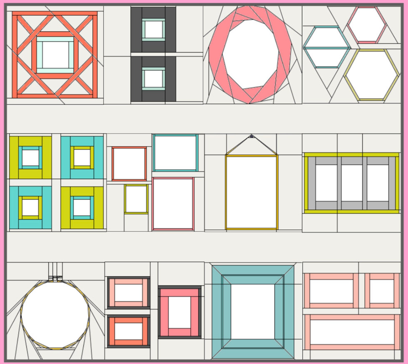 Framed Set of Paper Pieced Quilt Block Patterns - Etsy