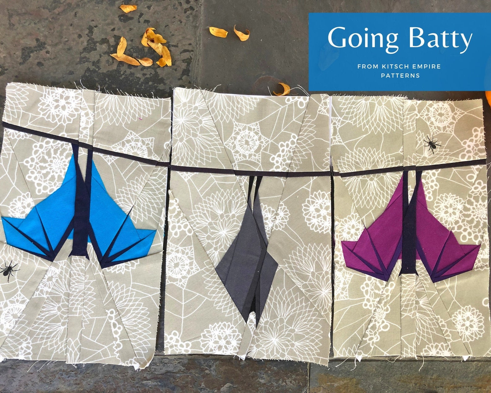 Going Batty Paper Pieced Halloween Quilt Pattern Block From the Pennant ...