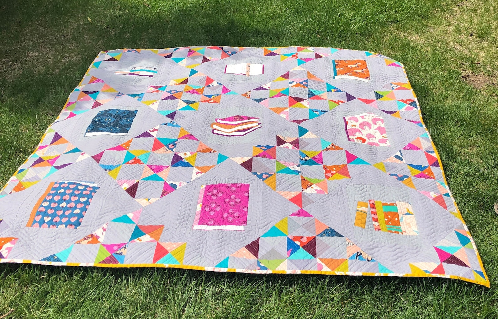 Little Library Set of Six Paper Pieced Book Quilt Pattern Blocks - Etsy