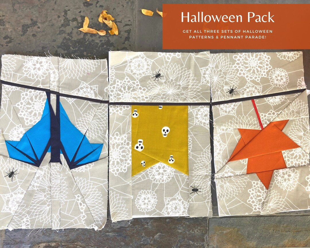 Pennant Parade Halloween Quilt Pattern Value Pack Paper Pieced Blocks ...