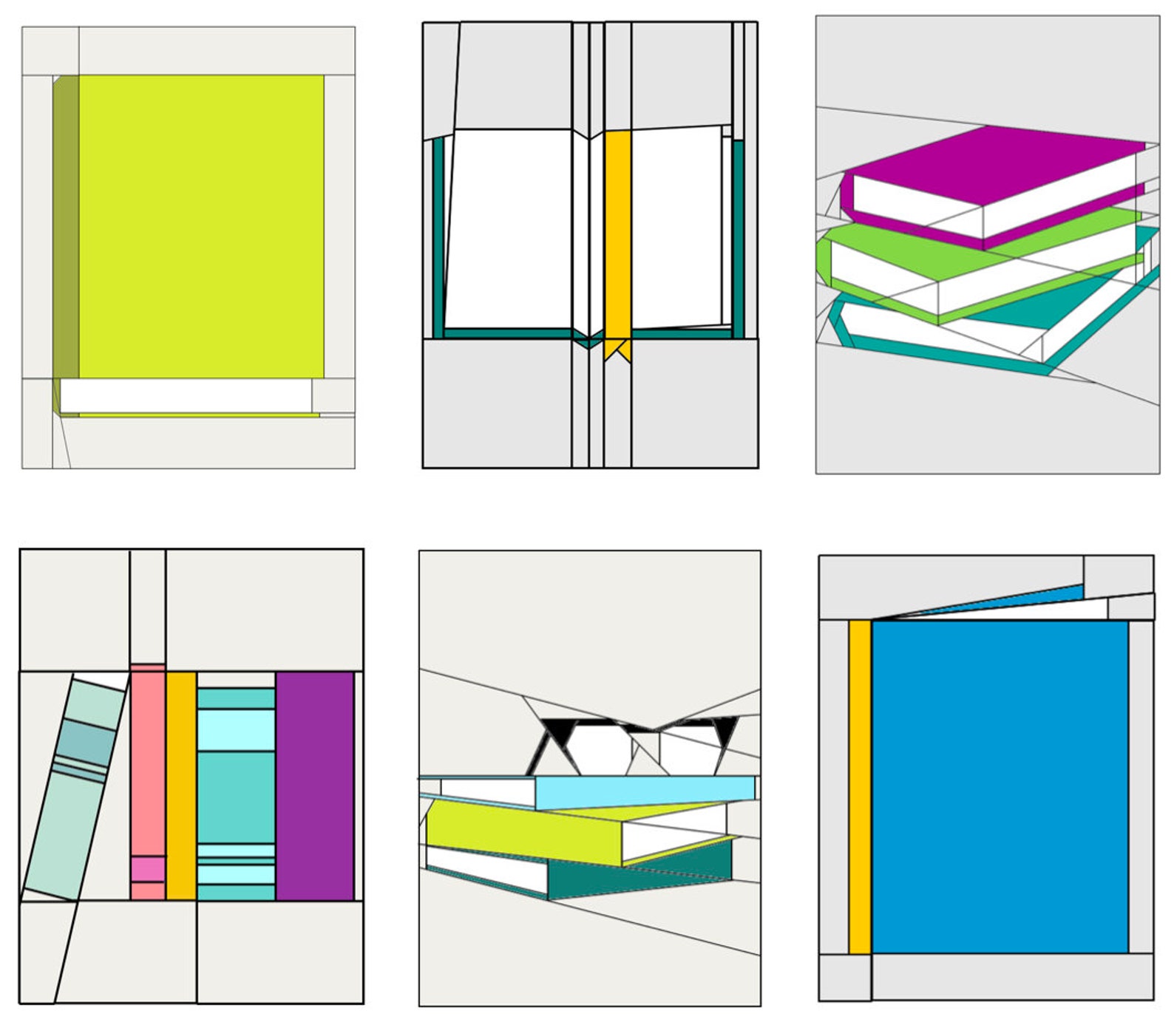 Little Library Set of Six Paper Pieced Book Quilt Pattern Blocks - Etsy