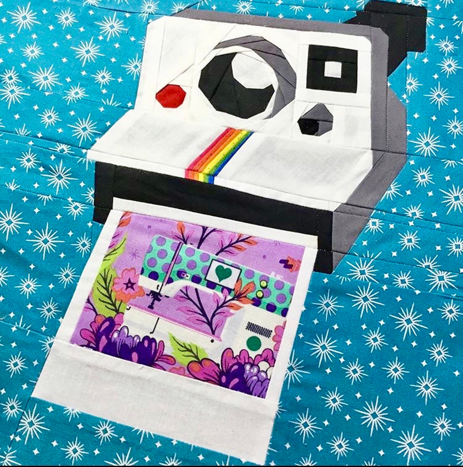 In A Snap Polaroid Camera Quilt Block Pattern | Etsy