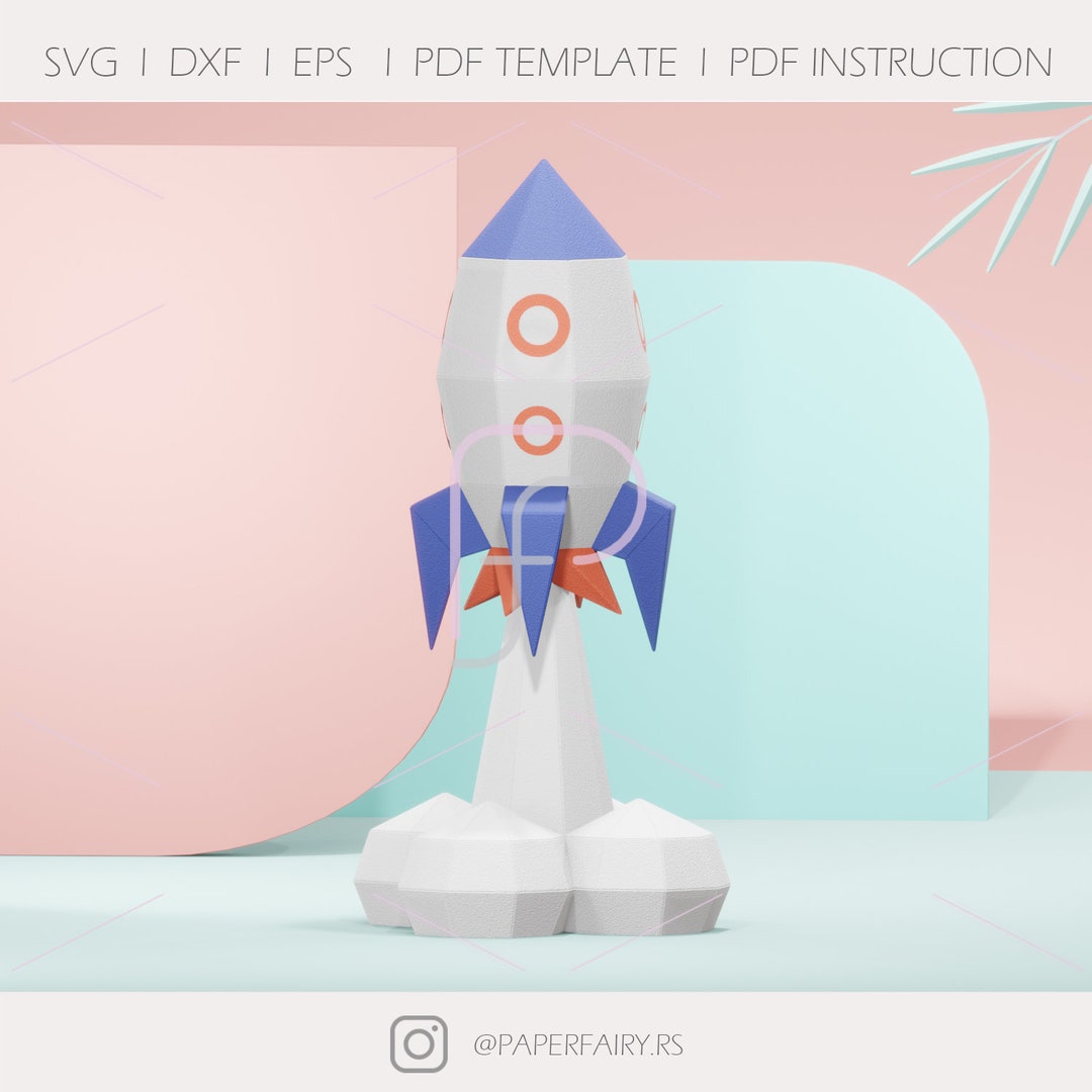 3D Papercraft Rocket Decor Template | Rocket Art Decor Sculpture for ...