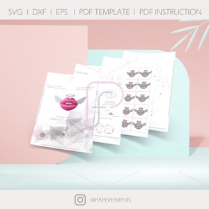 3D Papercraft Angel Lips Template | Low Poly Pucker up Lips Wall Art ...