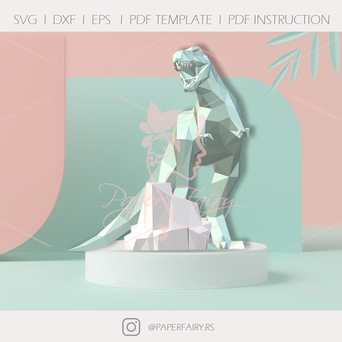 modern art statue decor Low poly T Rex 3d papercraft sculpture ...