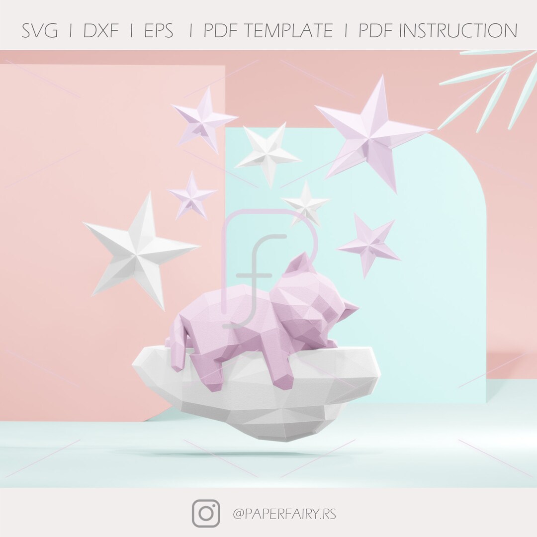 Low Poly Kitten Papercraft: Geometric 3D Sculpture (PDF Pattern) - Etsy