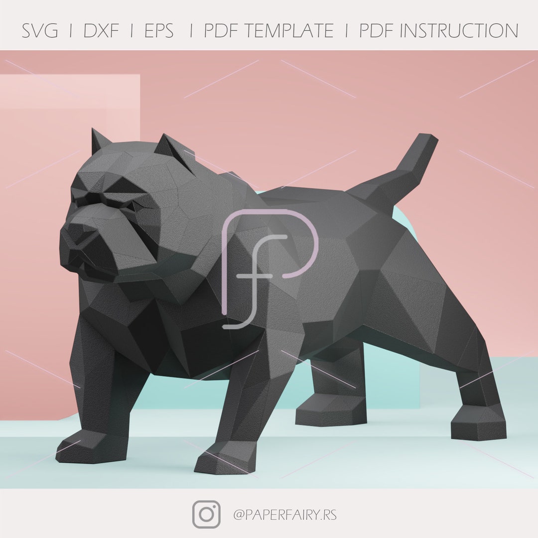 Low Poly American Bully ,3d Papercraft Template, Dog Papercraft ...