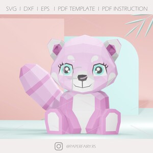 Low Poly Cartoon Red Panda 3d Papercraft Sculpture,red Panda 3D Paper ...