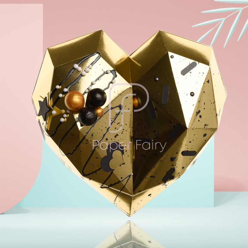 Papercraft Heart Box Template | Low Poly Heart Box Art Decor Sculpture ...