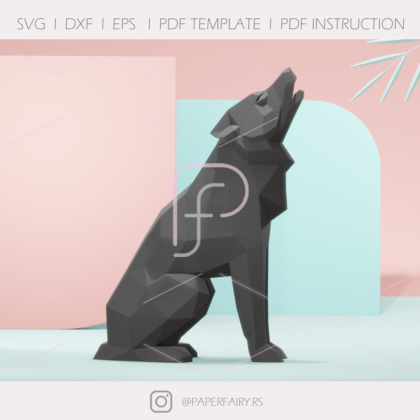 3D Howling Wolf Papercraft Sculpture: Geometric Art Decor (PDF Pattern ...