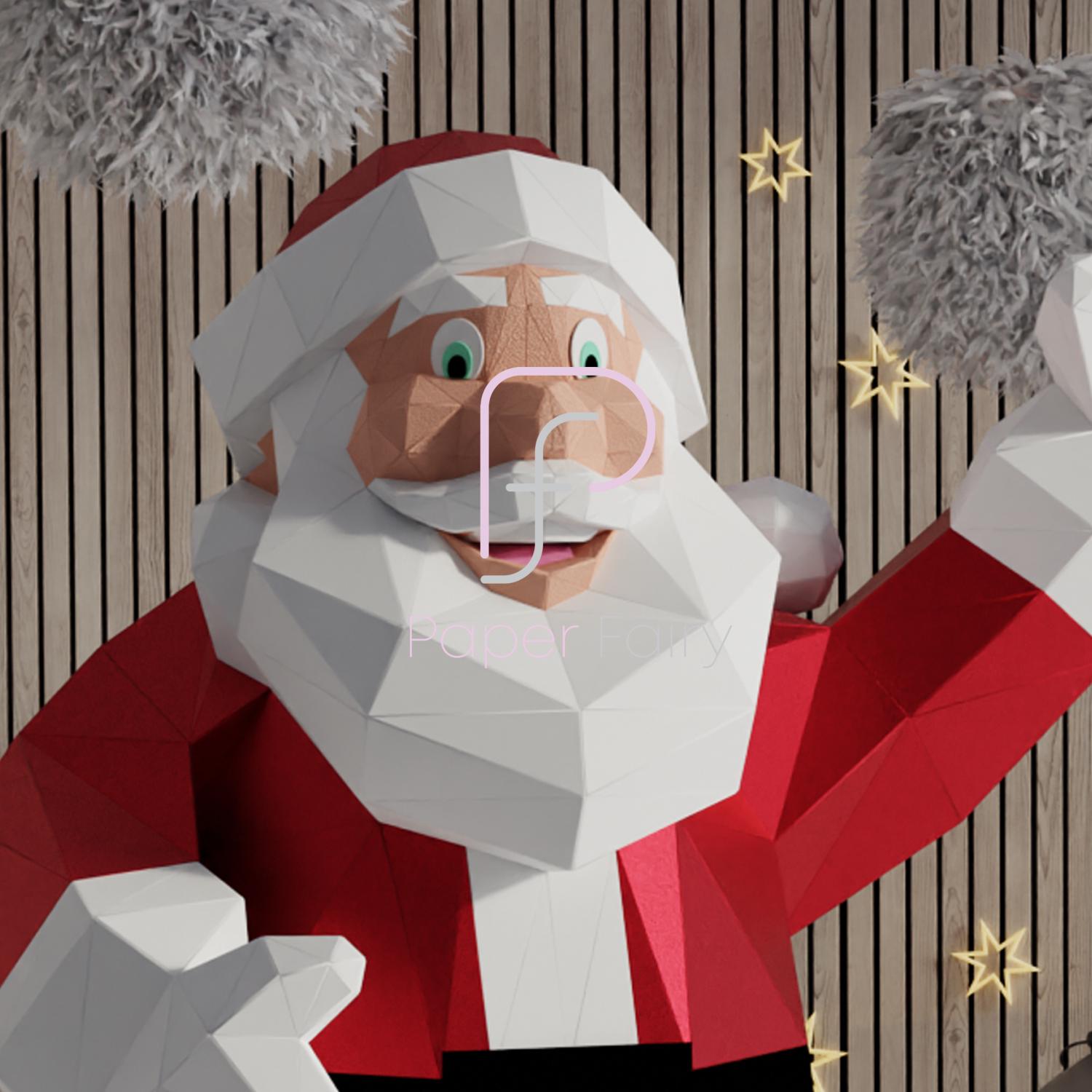 3D Santa Papercraft Template: Low Poly Christmas Decor (PDF, SVG, DXF ...