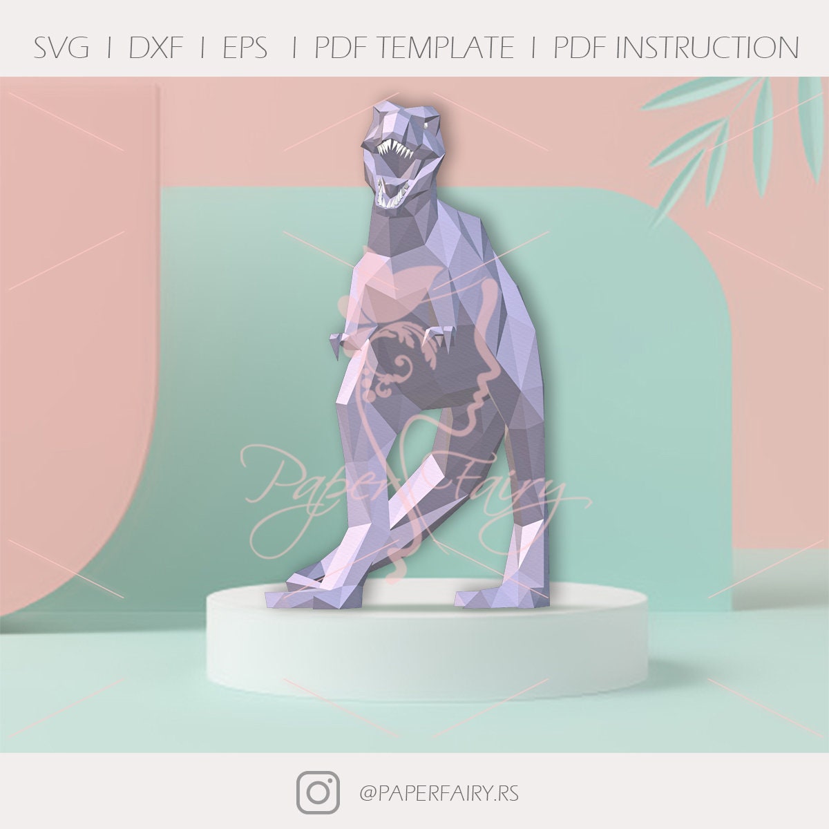 modern art statue decor Low poly T Rex 3d papercraft sculpture ...