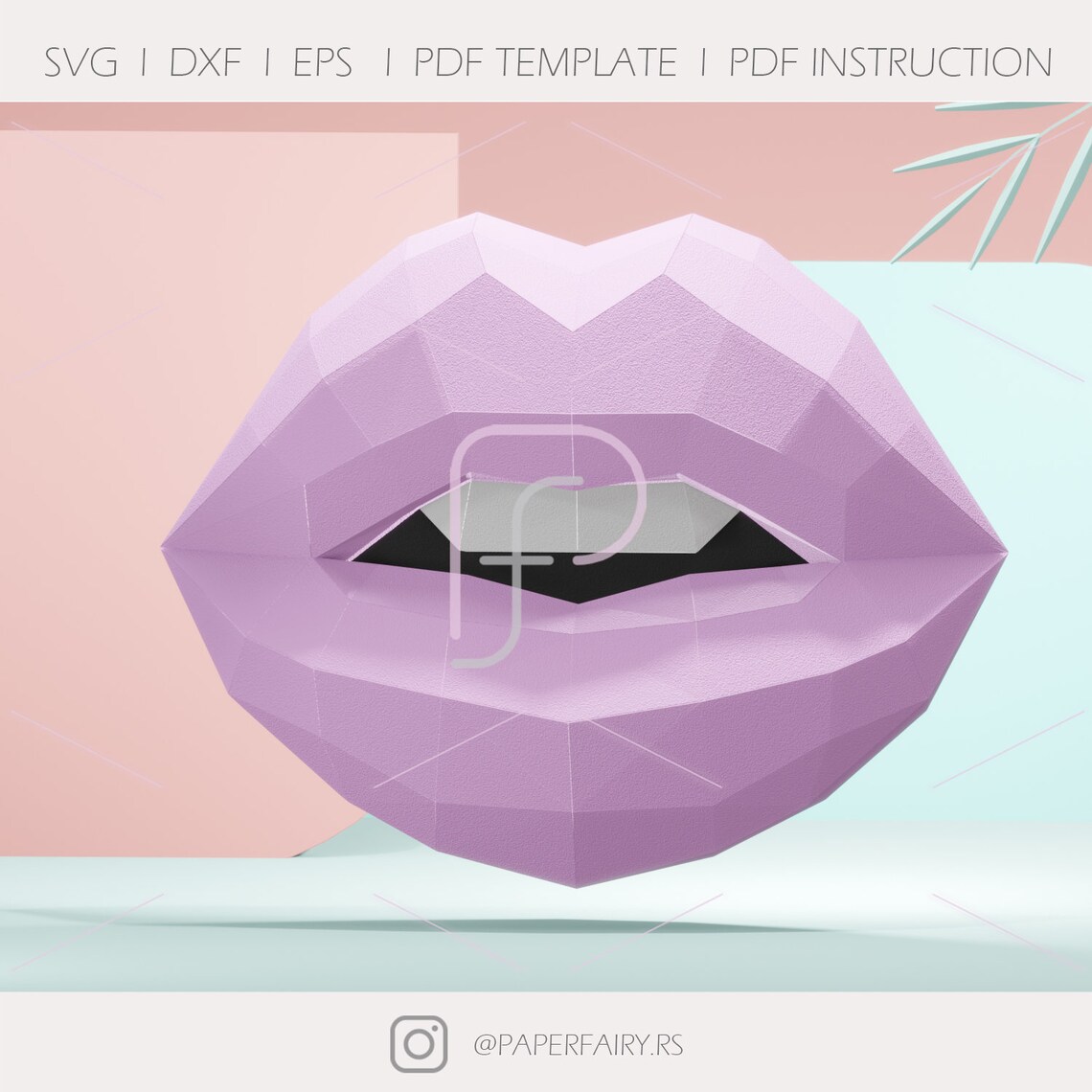 3D Papercraft Lips Template Low Poly Pucker up Lips Wall Art - Etsy