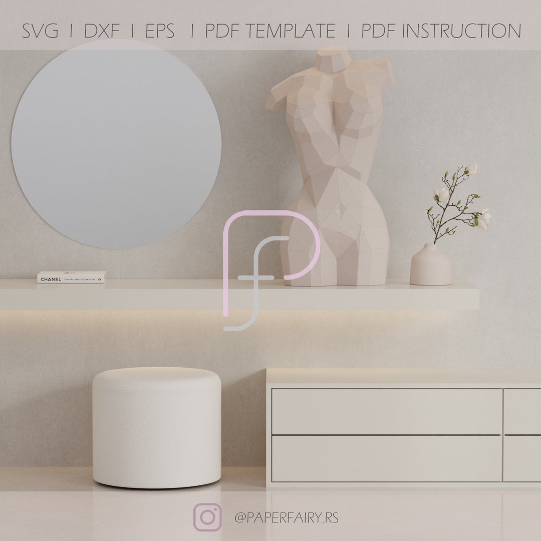 3D Papercraft Feamle Torso Decor Template | Female Body Art Decor ...