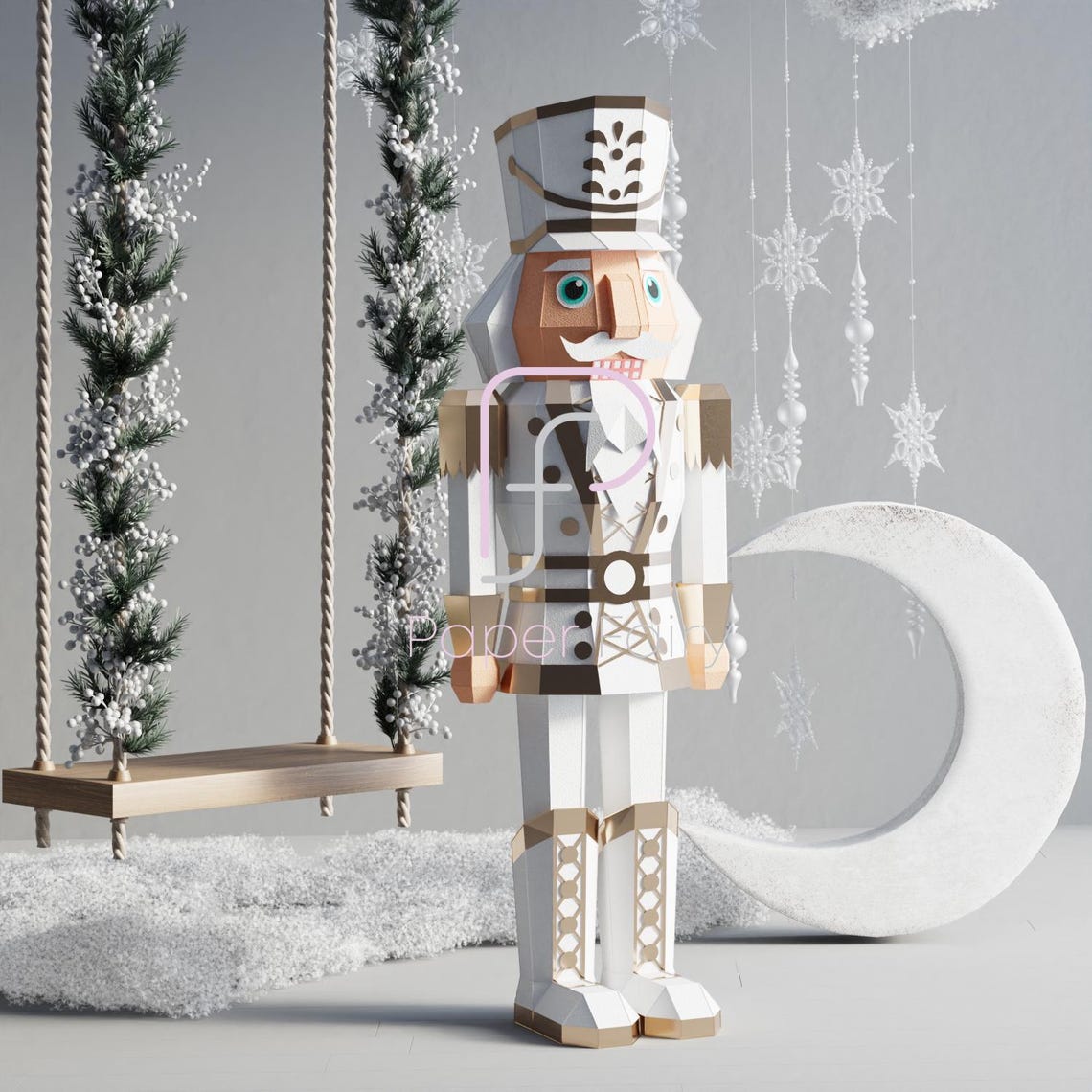 Low Poly Nutcracker,papercraft Nutcracker, PDF Template, Paper ...