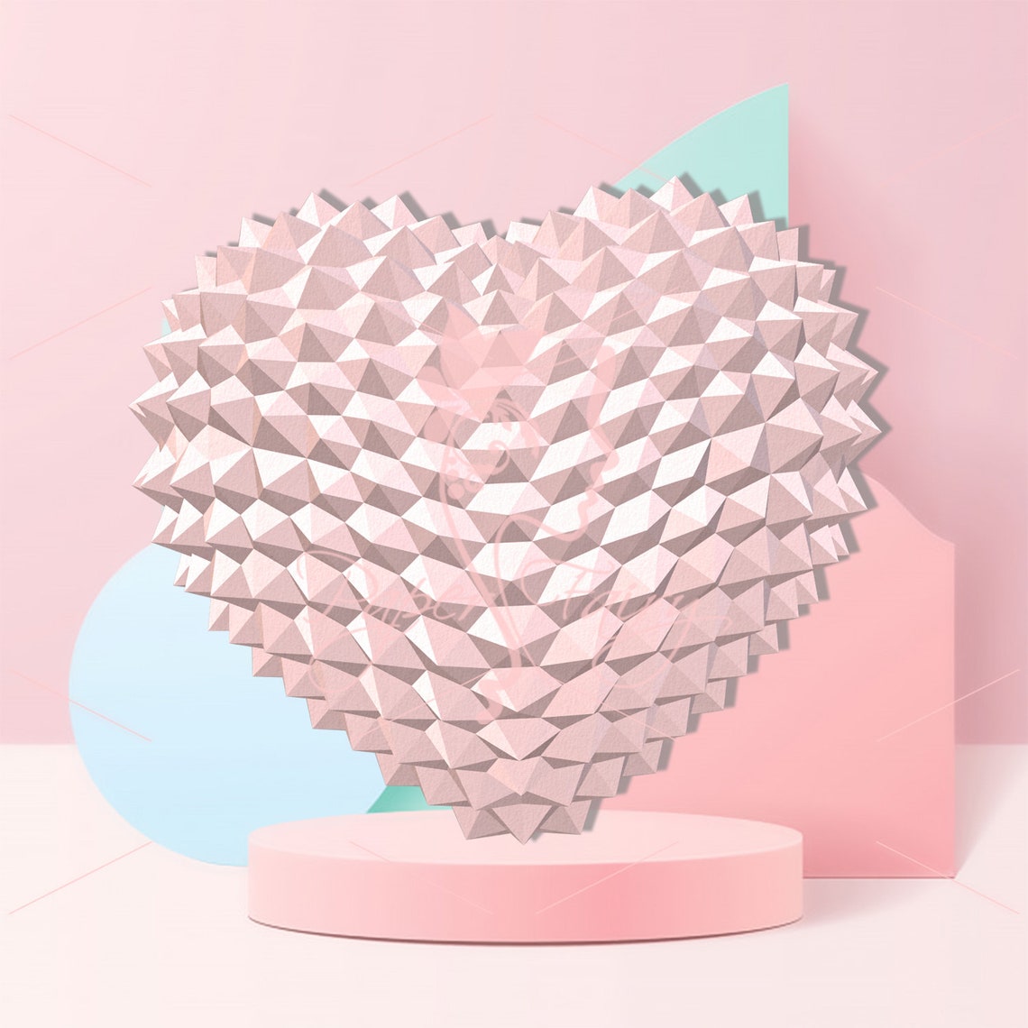 3D Papercraft Heart Template Low Poly Heart Art Decor | Etsy