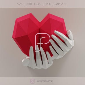 Heart Hands Papercraft, Low Poly Printable Template, DIY Low Poly, Hand ...