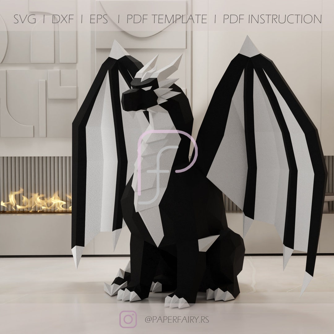 Dragon Papercraft Sculpture,3d Dragon Paper Model, Modern Art Statue ...