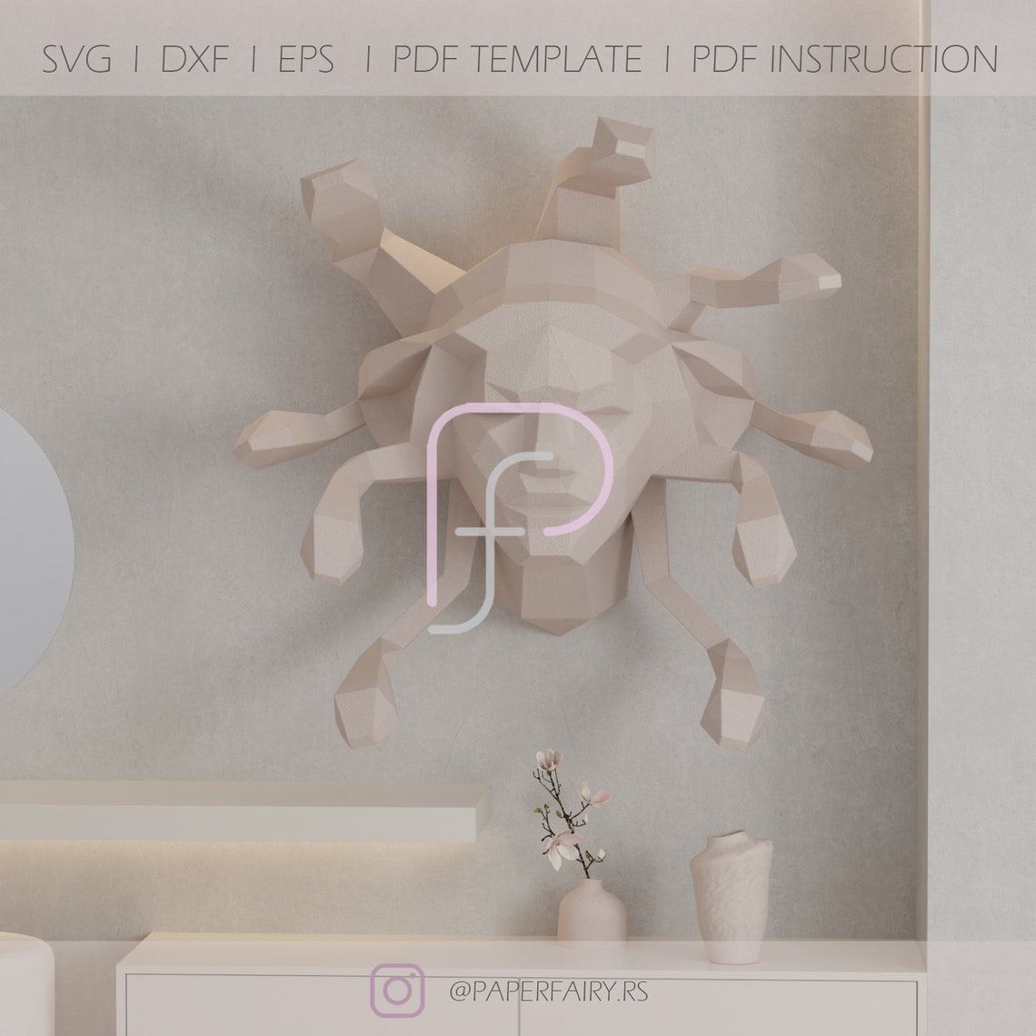 Medusa Low Poly ,3d Papercraft, Medusa Papercraft, Template, Low Poly ...