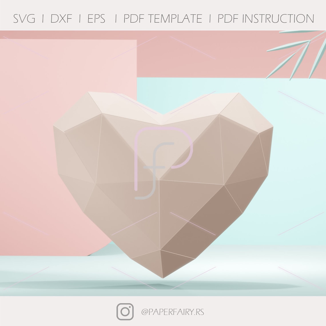 3D Papercraft Heart Template Low Poly Heart Art Decor - Etsy