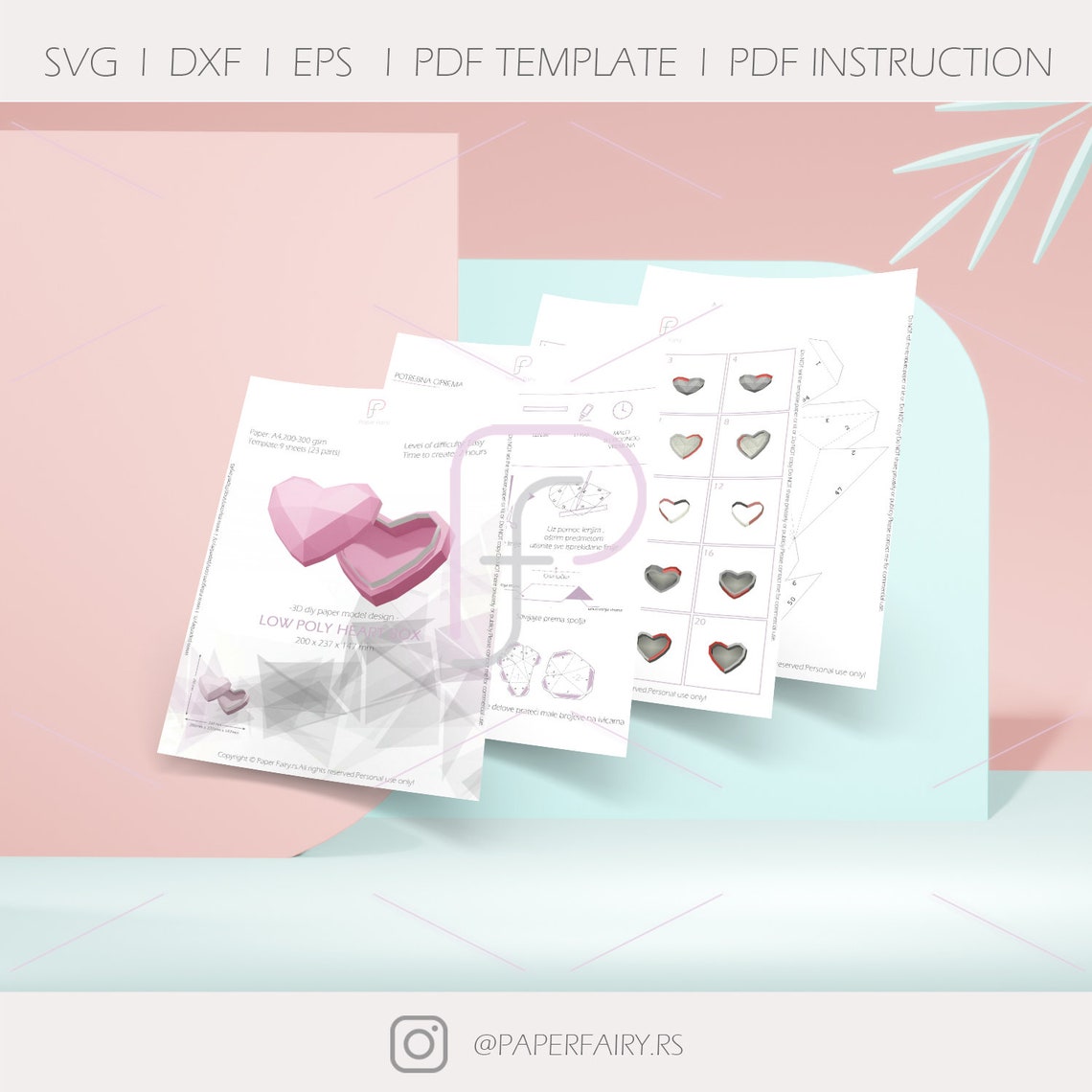 3 Designs Papercraft Heart Box Template Low Poly Heart Box - Etsy UK