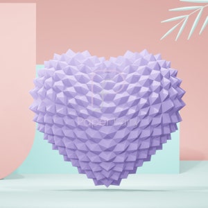 3D Papercraft Heart Template | Low Poly Heart Art Decor Sculpture for ...