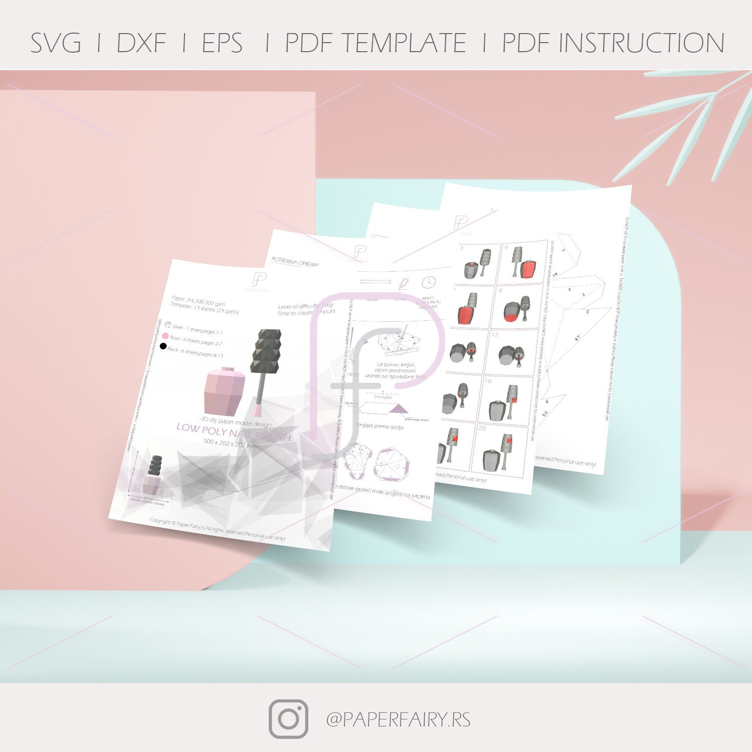 Papercraft Makeup Set Template 3 Designs Low Poly Art Decor - Etsy