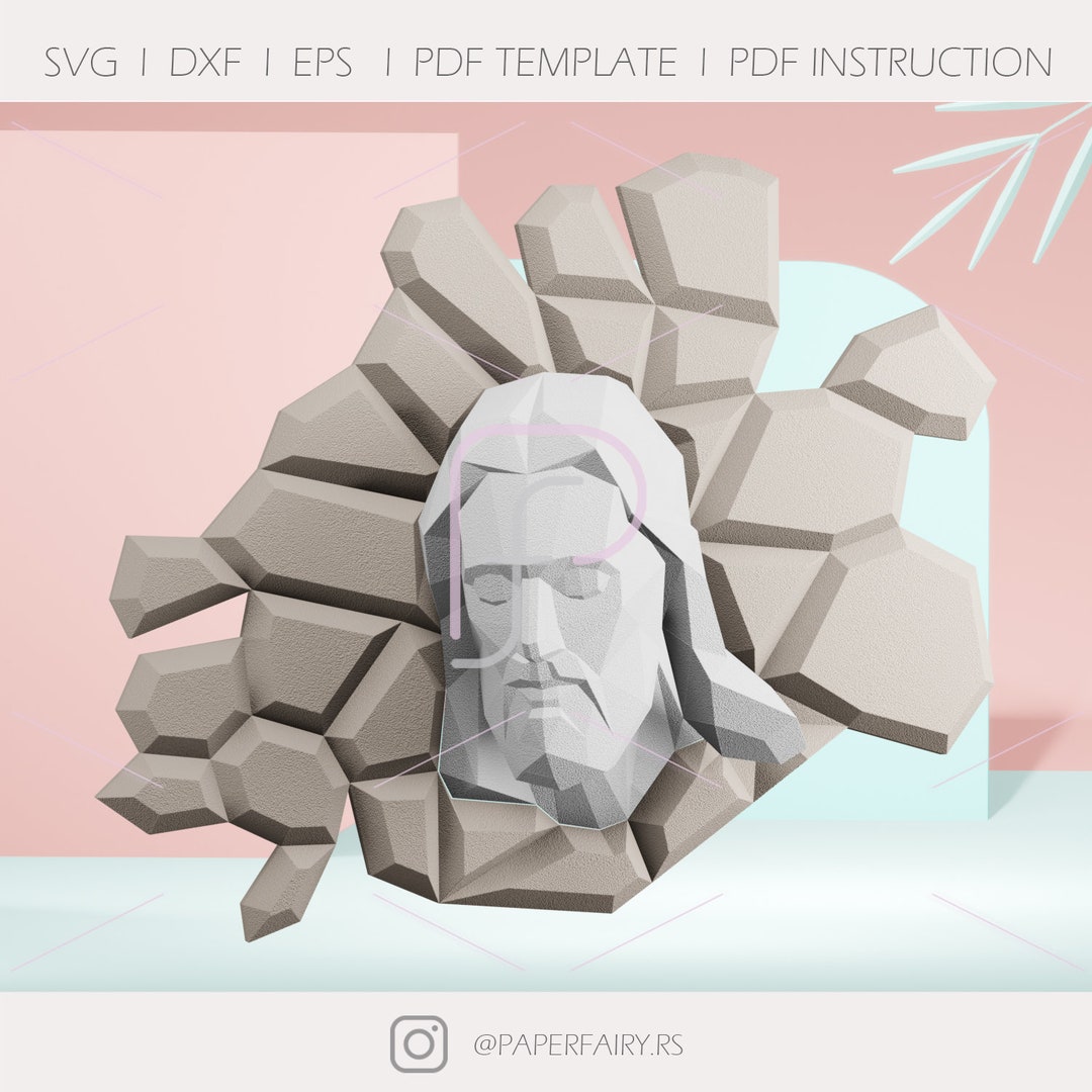 Low Poly Jesus 3d Papercraft Sculpture, Jesus 3D Paper Model, Modern ...