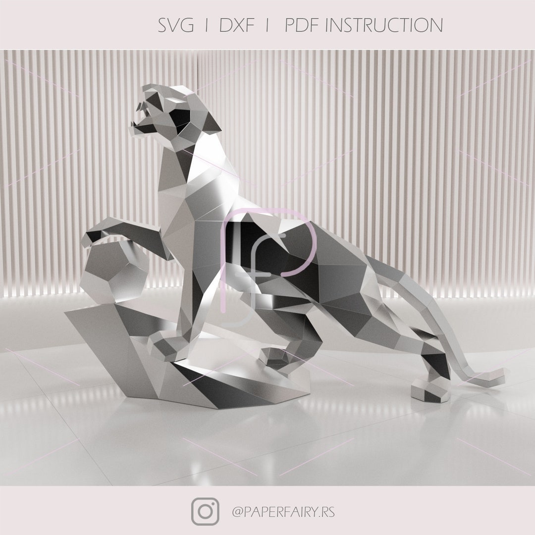 Metal Panther Template,3d Metal Panther Low Poly - Etsy