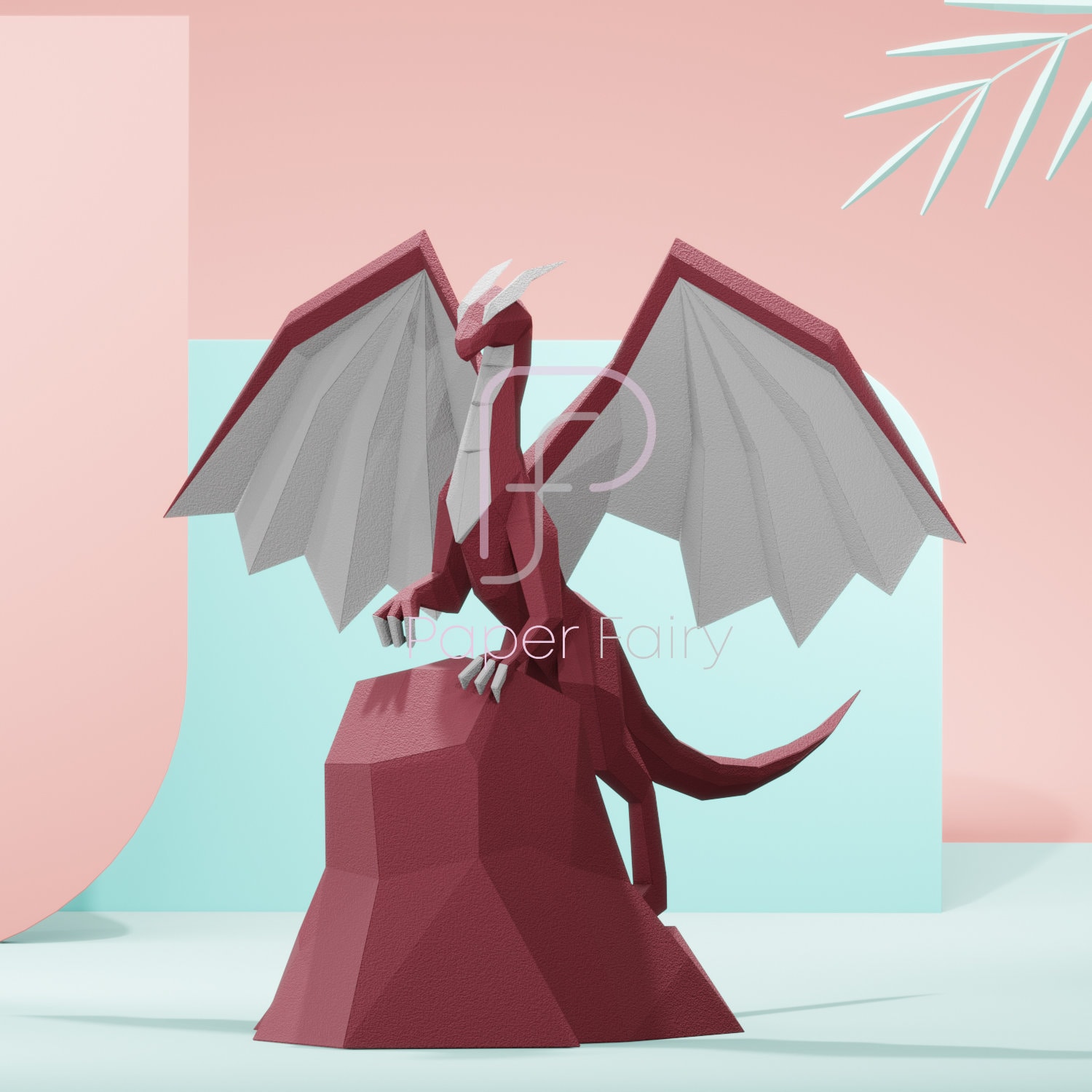 Low Poly Dragon Papercraft: 3D Wall Sculpture (PDF Template) - Etsy UK