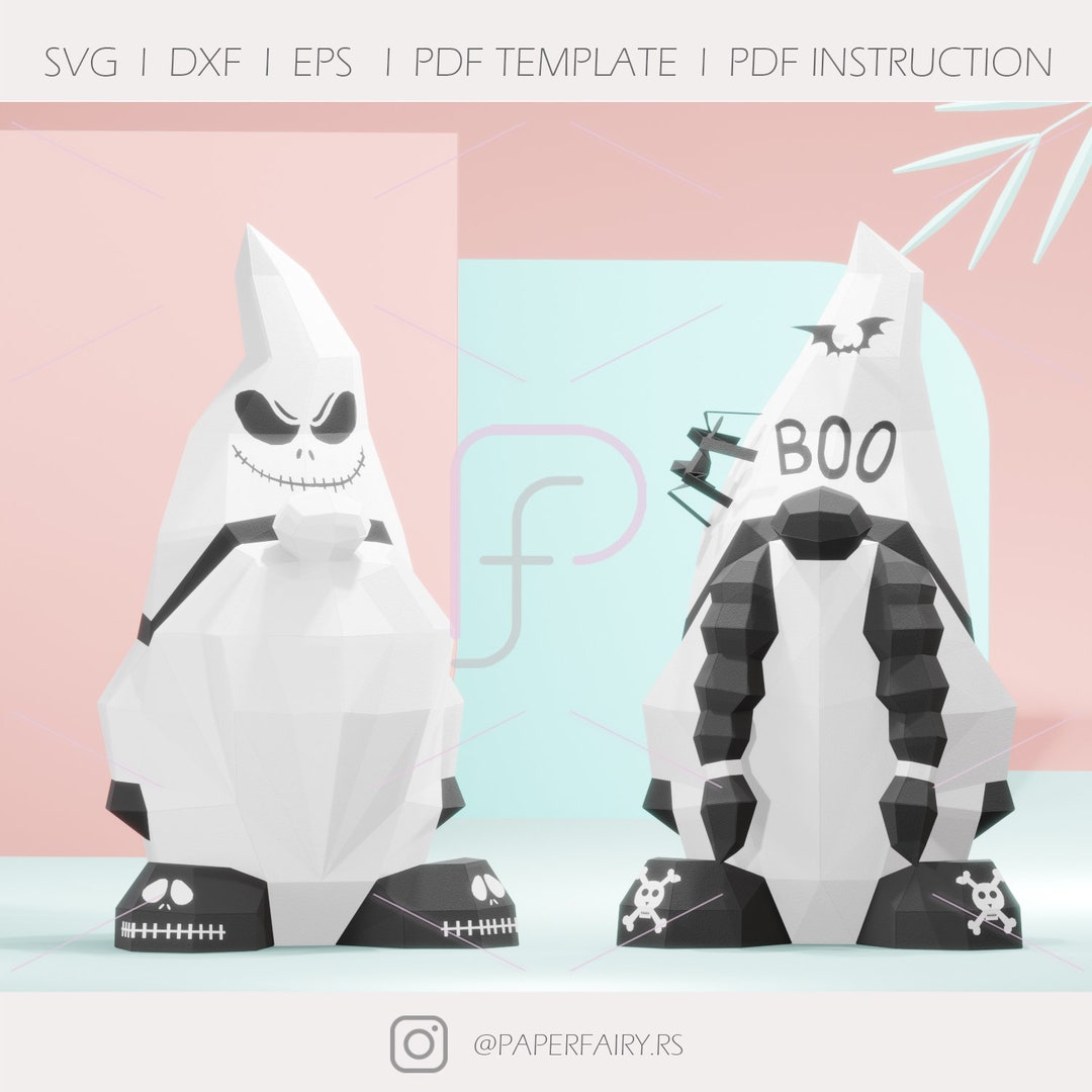 Low Poly Ghost Gnomes ,2 Designs, Halloween 3d Papercraft DIY Paper ...