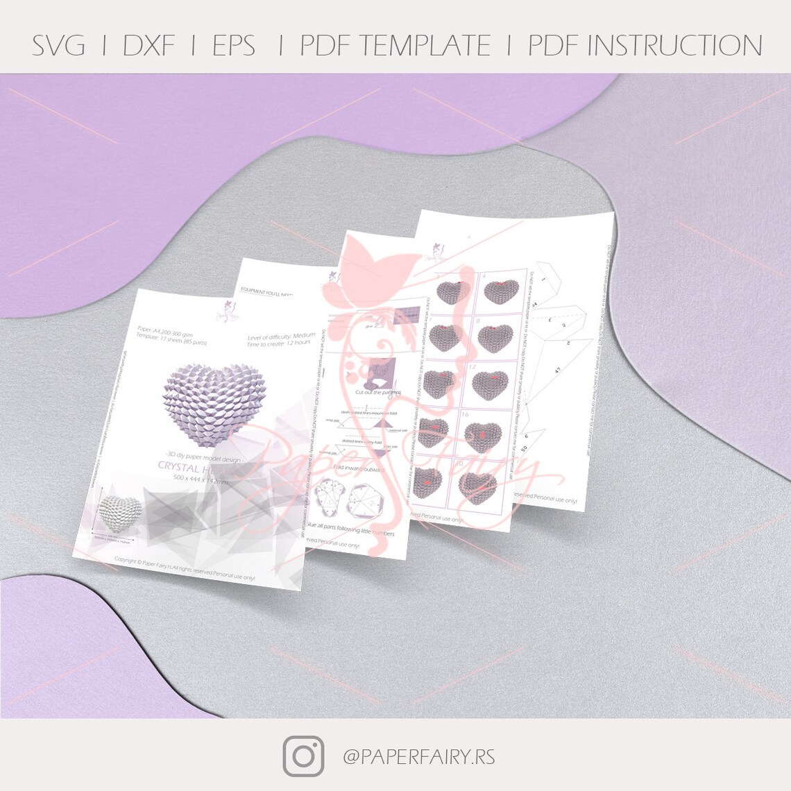 3D Papercraft Heart Template Low Poly Heart Art Decor | Etsy