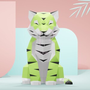 Low Poly Tiger 3d Papercraft Sculpture,tiger 3D Paper Model - Etsy