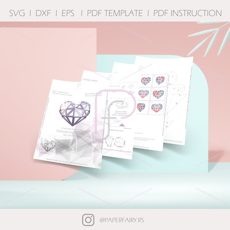 3D Papercraft Heart Template 2 Designs Low Poly Heart Art - Etsy