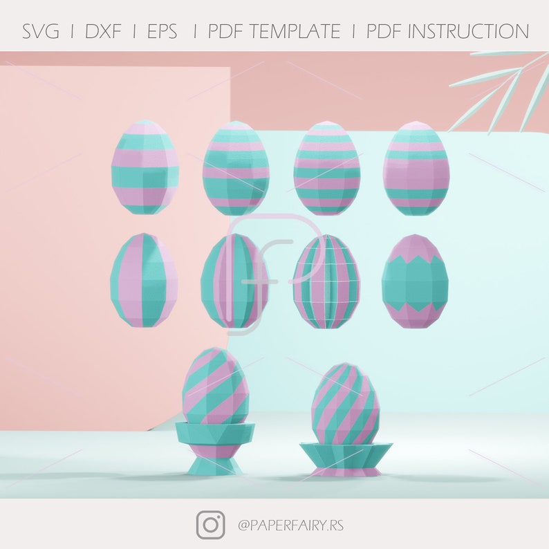 Easter Egg Papercraft Template 12 Designs,10 Eggs and 2 Egg Holders,3d ...