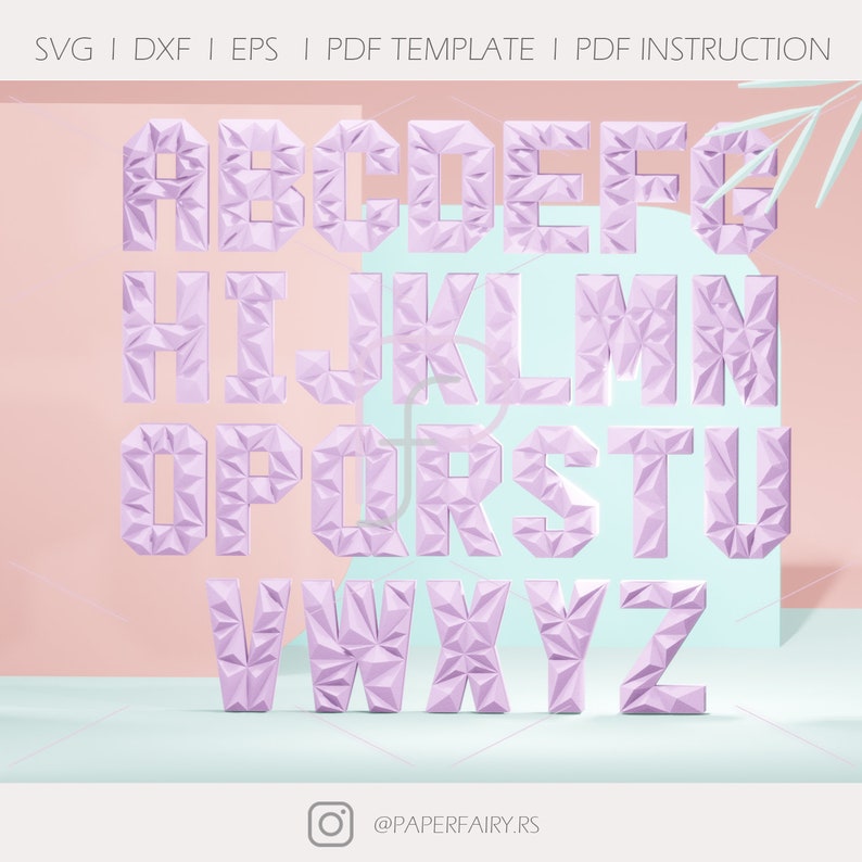 English Alphabet 3d Low Poly Papercraft Model Full Alphabet | Etsy