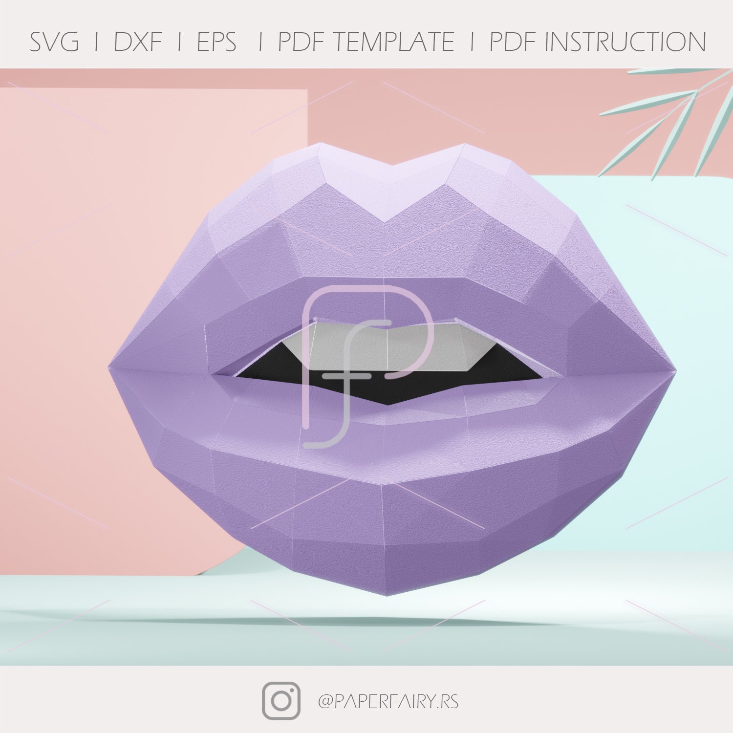 3D Papercraft Lips Template Low Poly Pucker up Lips Wall Art - Etsy