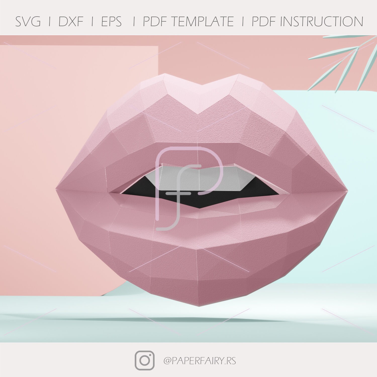 3D Papercraft Lips Template Low Poly Pucker up Lips Wall Art - Etsy