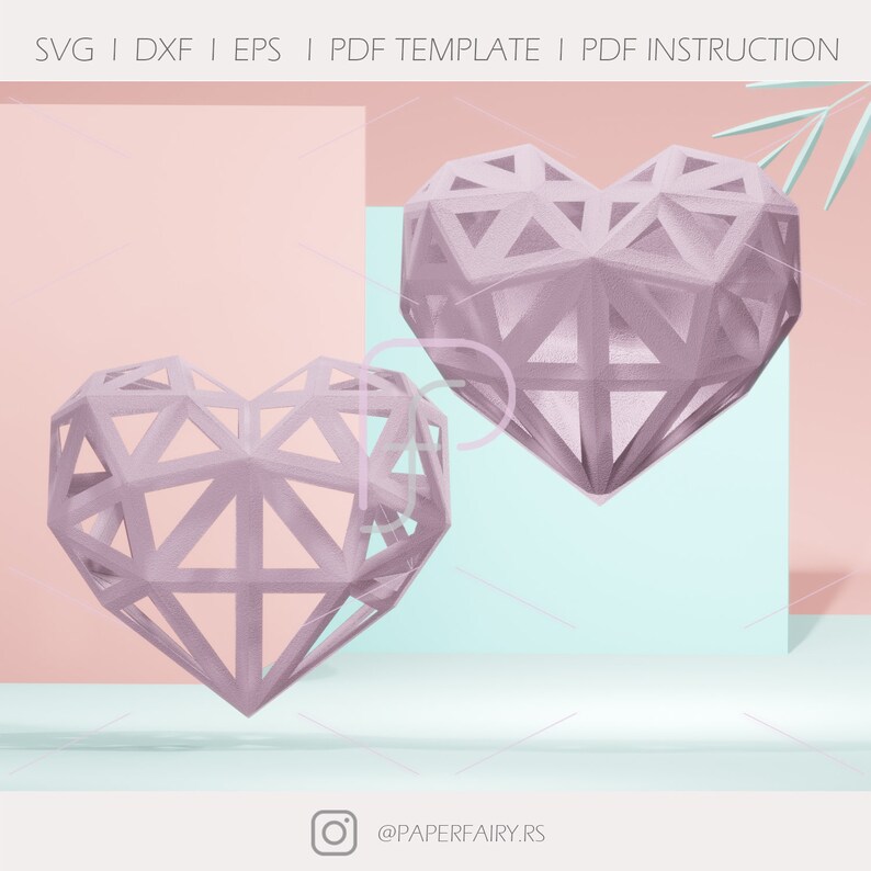 3D Papercraft Heart Template 2 Designs Low Poly Heart Art - Etsy