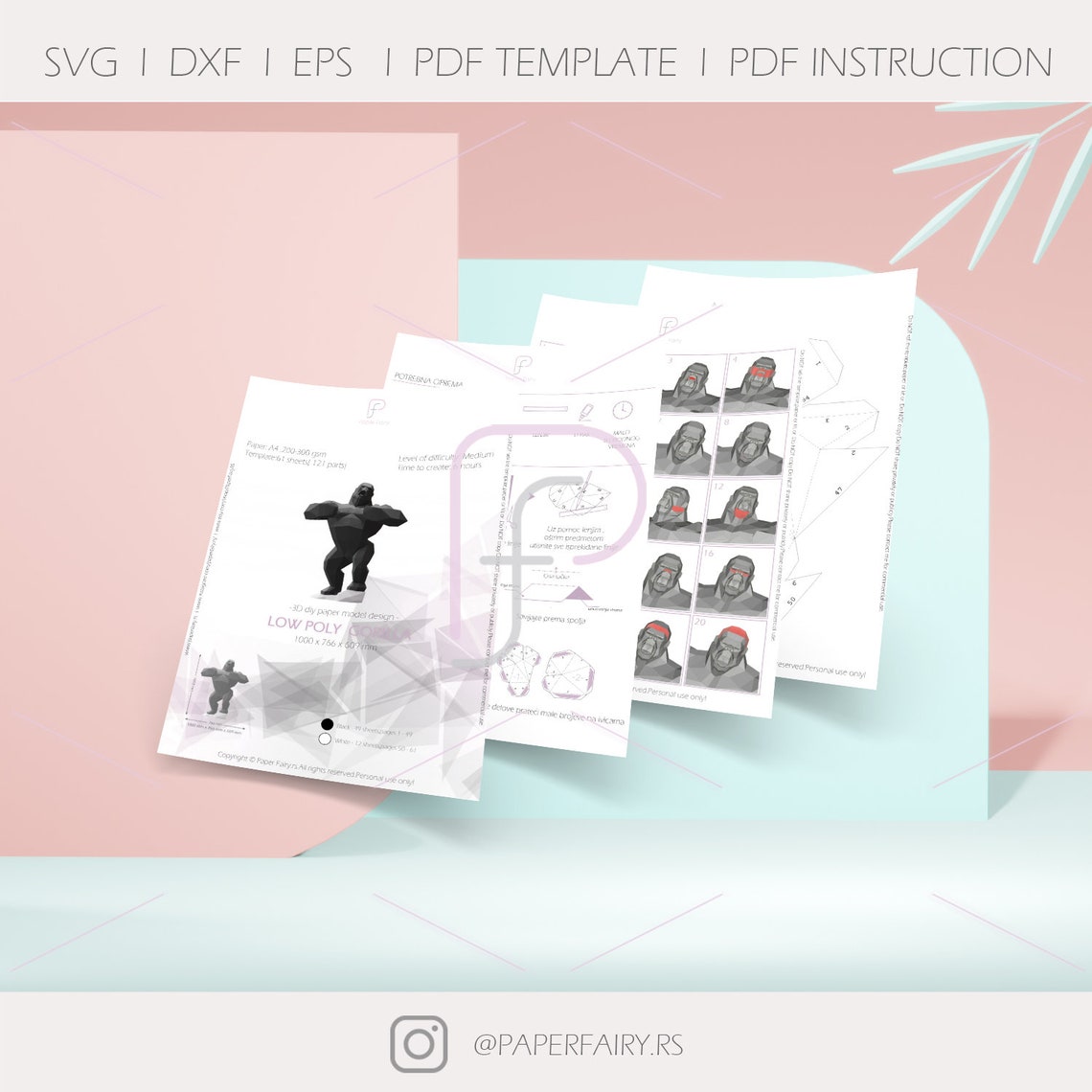 Angry Gorilla Papercraft Sculpture3d Gorilla Paper Model - Etsy