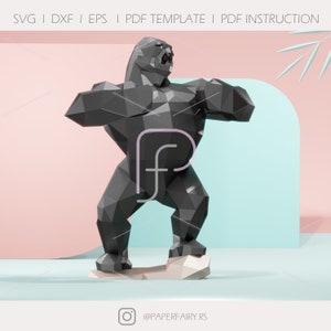 Angry Gorilla Papercraft Sculpture3d Gorilla Paper Model - Etsy