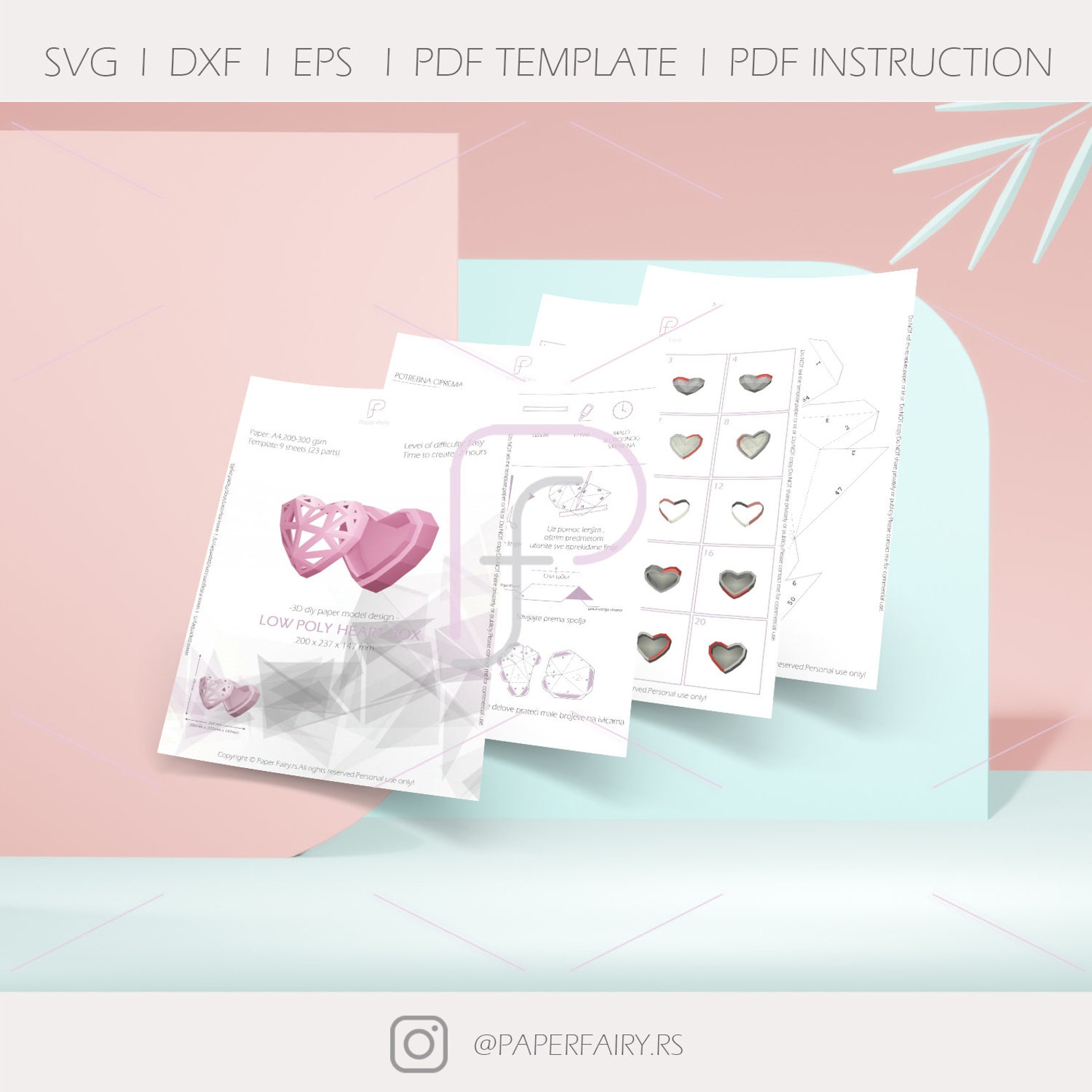 3 Designs Papercraft Heart Box Template Low Poly Heart Box - Etsy UK