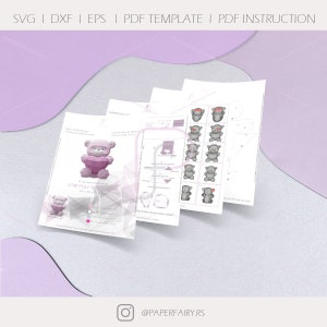 3D Papercraft Teddy Bear Holding Heart Template Low Poly | Etsy